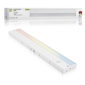 asd led under cabinet lighting 24 inch, dimmable, hardwired or plug-in installation, 3 color levels- 2700k/3000k/4000k, linkable kitchen under counter lighting, etl & energy star, white finish