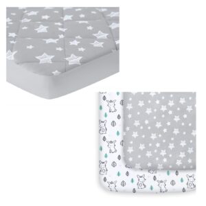 pack and play sheet quilted, breathable thick playpen sheets, lovely print mattress cover, mini crib sheets, 2 pack pack and play sheets, stretchy pack n play playard fitted sheet