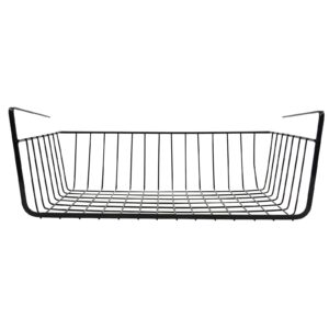 HOMOKUS Under Shelf Baskets for Storage, Under Shelf Wire Basket Carbon Steel Basket Under Cabinet Shelf, Welding Joints, Baking Finish, Easy to Install without Holes, 6 PCS, Black