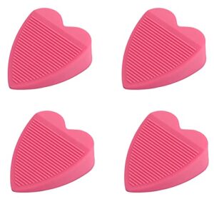 4pcs rubber door stoppers, heart shaped security door stop, wall protector and reduce noise, heavy duty wedge door holder catch for all type floor (4pcs pink)