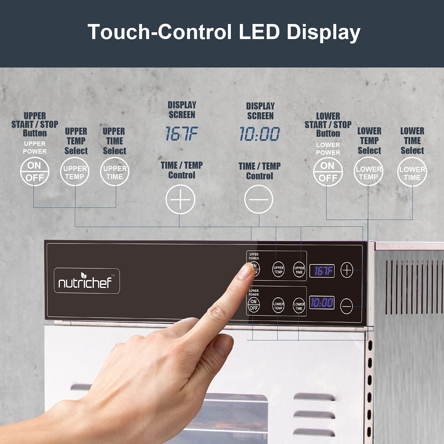 NutriChef Commercial Electric Food Dehydrator Machine | 20 Shelf Extra Large Capacity - Stainless Steel Trays | 2000-Watts, Digital Timer & Temperature Control | 18.11'' x 15.75'' x 31.89'' IN