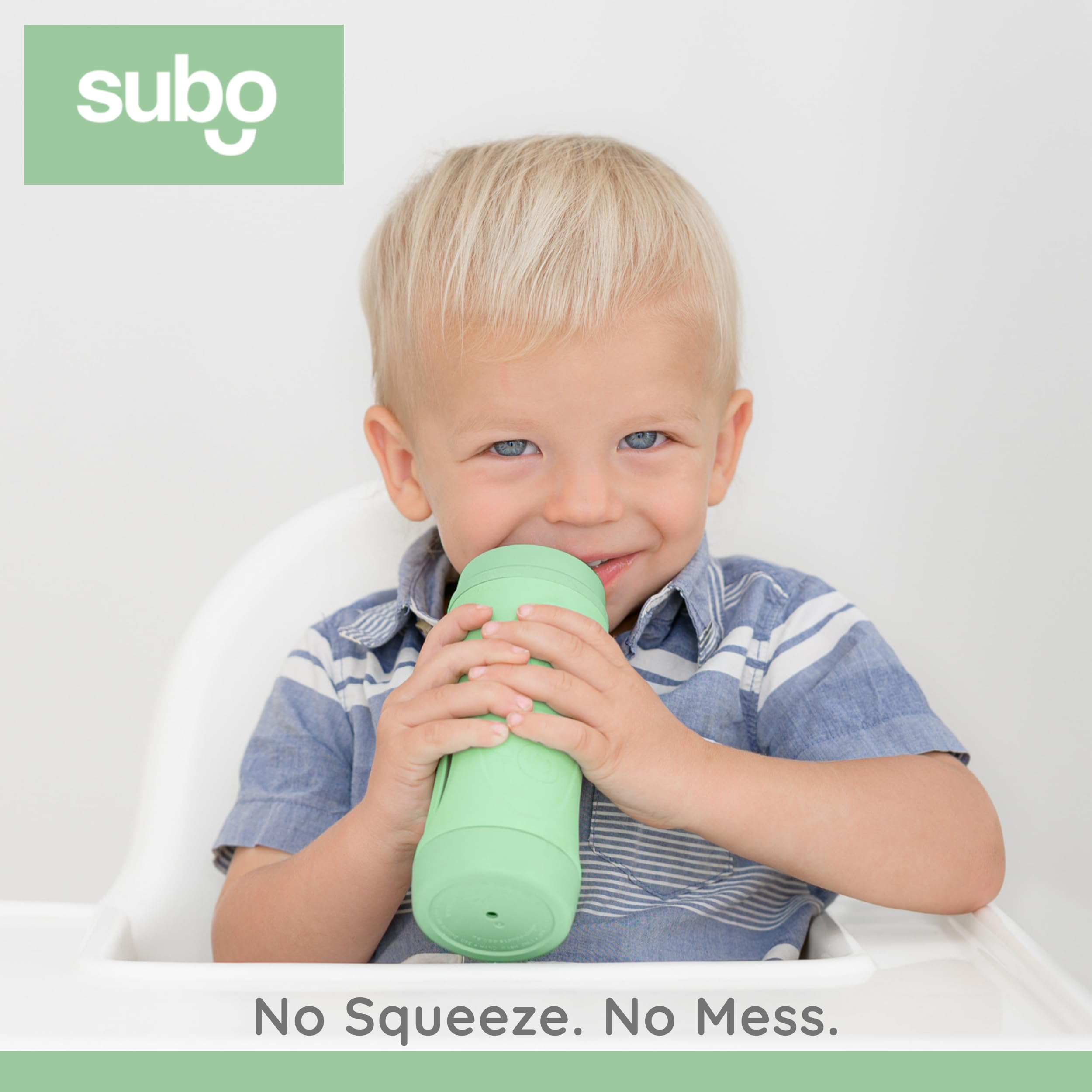 Subo Baby Food Bottle | No Mess Baby Toddler Self Feeder | Squeeze Free Design for Purees, Smoothies, Yogurt, Oatmeal, or Thickened Liquids | Reusable Silicone Washable Cup (Mint)