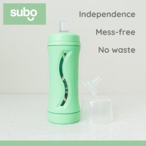 Subo Baby Food Bottle | No Mess Baby Toddler Self Feeder | Squeeze Free Design for Purees, Smoothies, Yogurt, Oatmeal, or Thickened Liquids | Reusable Silicone Washable Cup (Mint)