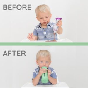 Subo Baby Food Bottle | No Mess Baby Toddler Self Feeder | Squeeze Free Design for Purees, Smoothies, Yogurt, Oatmeal, or Thickened Liquids | Reusable Silicone Washable Cup (Mint)