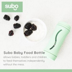 Subo Baby Food Bottle | No Mess Baby Toddler Self Feeder | Squeeze Free Design for Purees, Smoothies, Yogurt, Oatmeal, or Thickened Liquids | Reusable Silicone Washable Cup (Mint)