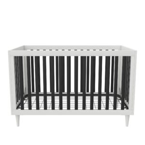 little seeds rowan valley flint 3-in-1 crib, white/black with wood leg