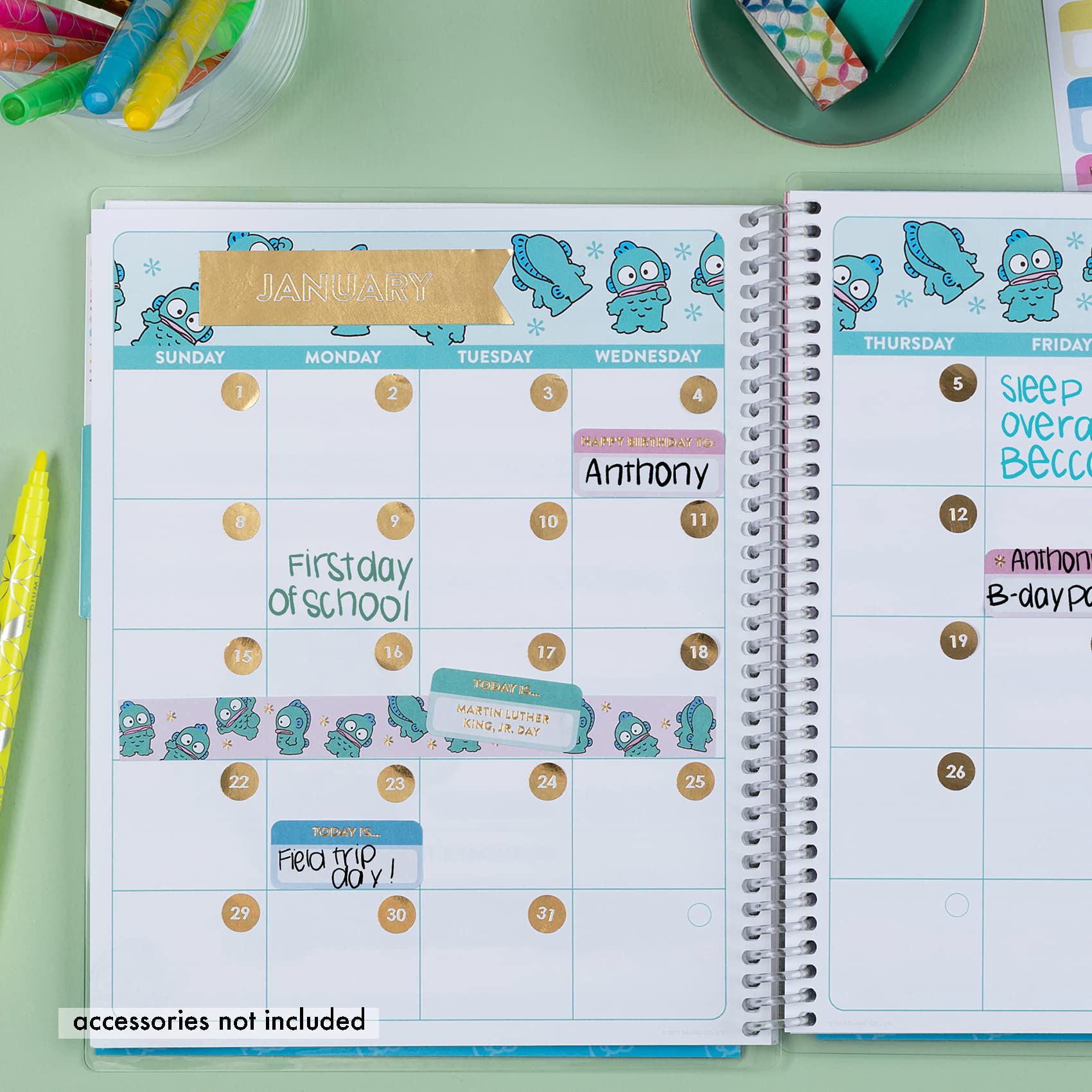 7" x 9" Hello Kitty & Friends x Erin Condren Kids Planner & Activity Book. 12-Month Undated Planner and Activity Sheets. Cute Gender Neutral Hello Kitty Theme with Sticker Sheets Included.