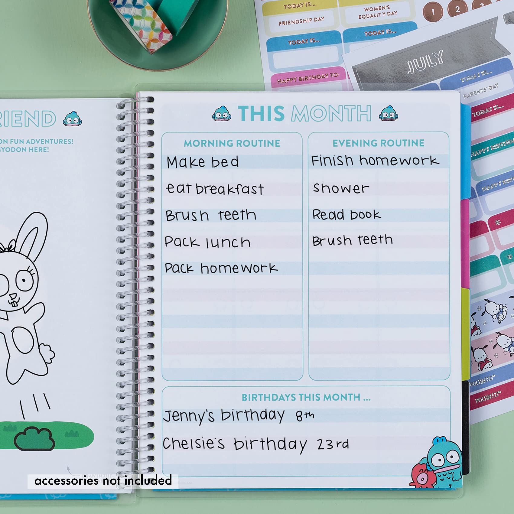 7" x 9" Hello Kitty & Friends x Erin Condren Kids Planner & Activity Book. 12-Month Undated Planner and Activity Sheets. Cute Gender Neutral Hello Kitty Theme with Sticker Sheets Included.