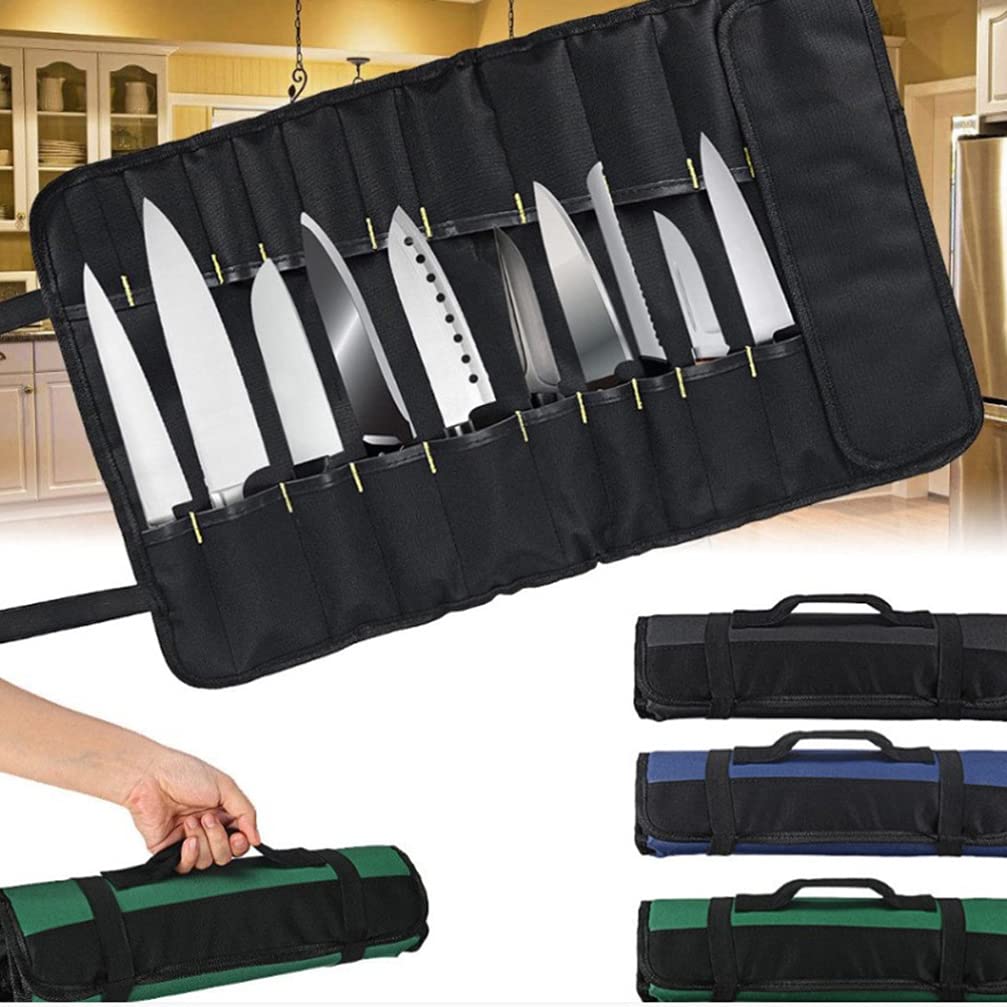 DOITOOL Chef Knife Case Roll Bag, Knife Roll, 22 slots Chef Knife Bag with Handle, Portable Knife Roll Bag for Chefs Culinary Traveling, Knives Pouch