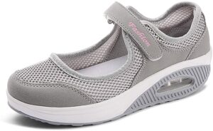 hotcham woman casual walking shoes comfort fitness sneaker women mesh fabric sneaker women wedge sneaker,gray/9