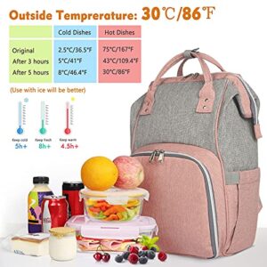 Lunch Backpack for Women, Insulated Cooler Lunch Box Laptop Backpack with USB Port for Women, Water Resistant Leak-proof Lunch Bag, College Computer Bookbag for Work Picnic Beach Fits 15.6 Inch