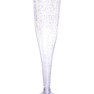 PlasticStrong Stemmed Champagne Flutes Shatterproof, Unbreakable, Reusable Plastic Champagne Flute for any occasion Set of 30 Silver Glitter wine glasses