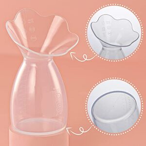 haakaa Manual Breast Pump Petal Silicone Breast Pump Breastfeeding Essentials, Flat Base Stand Firmly (7oz/200ml, New Version)