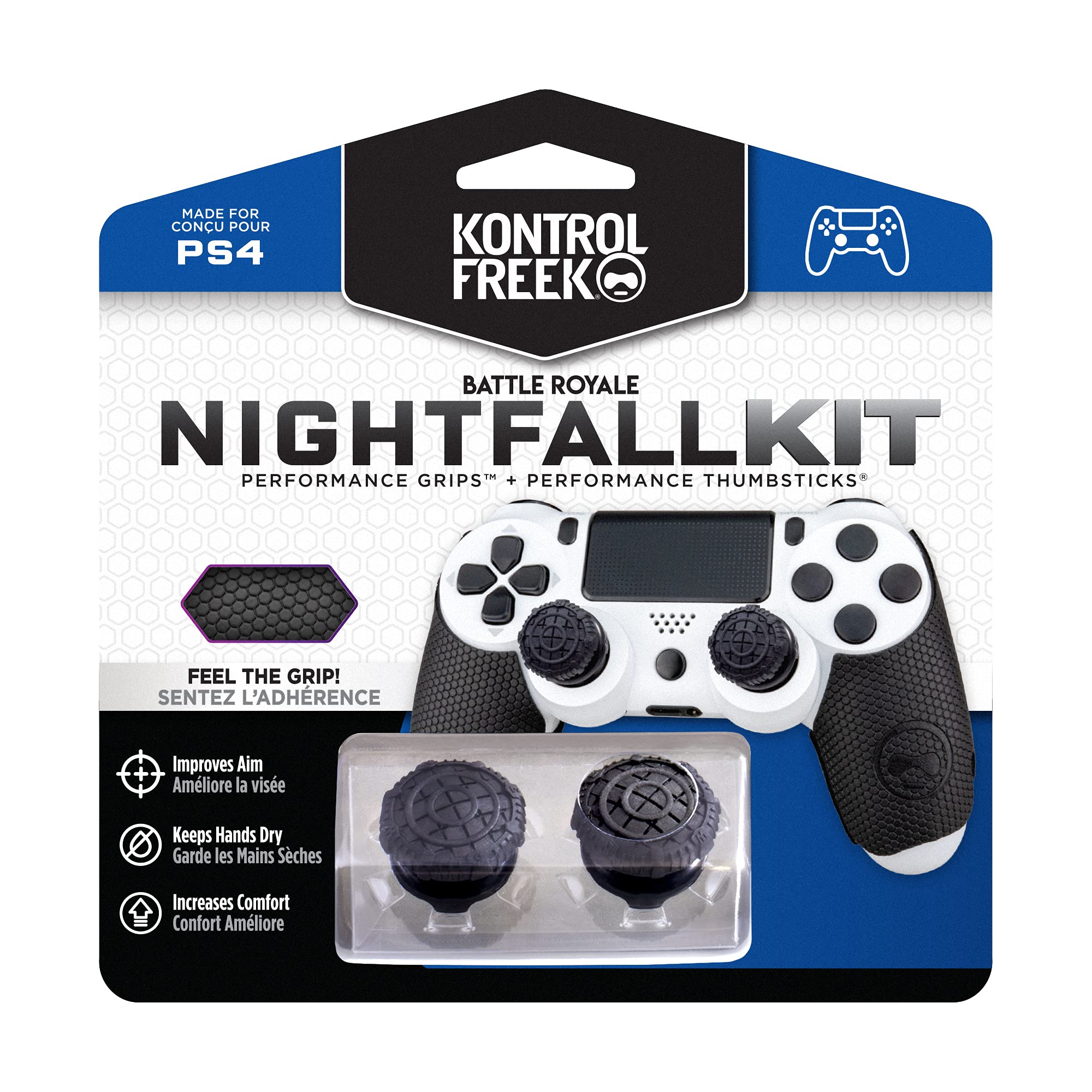 KontrolFreek FPS Freek Battle Royale Nightfall Performance Kit for PlayStation 4 Controller (PS4) | Includes Performance Thumbsticks and Performance Grips | Black