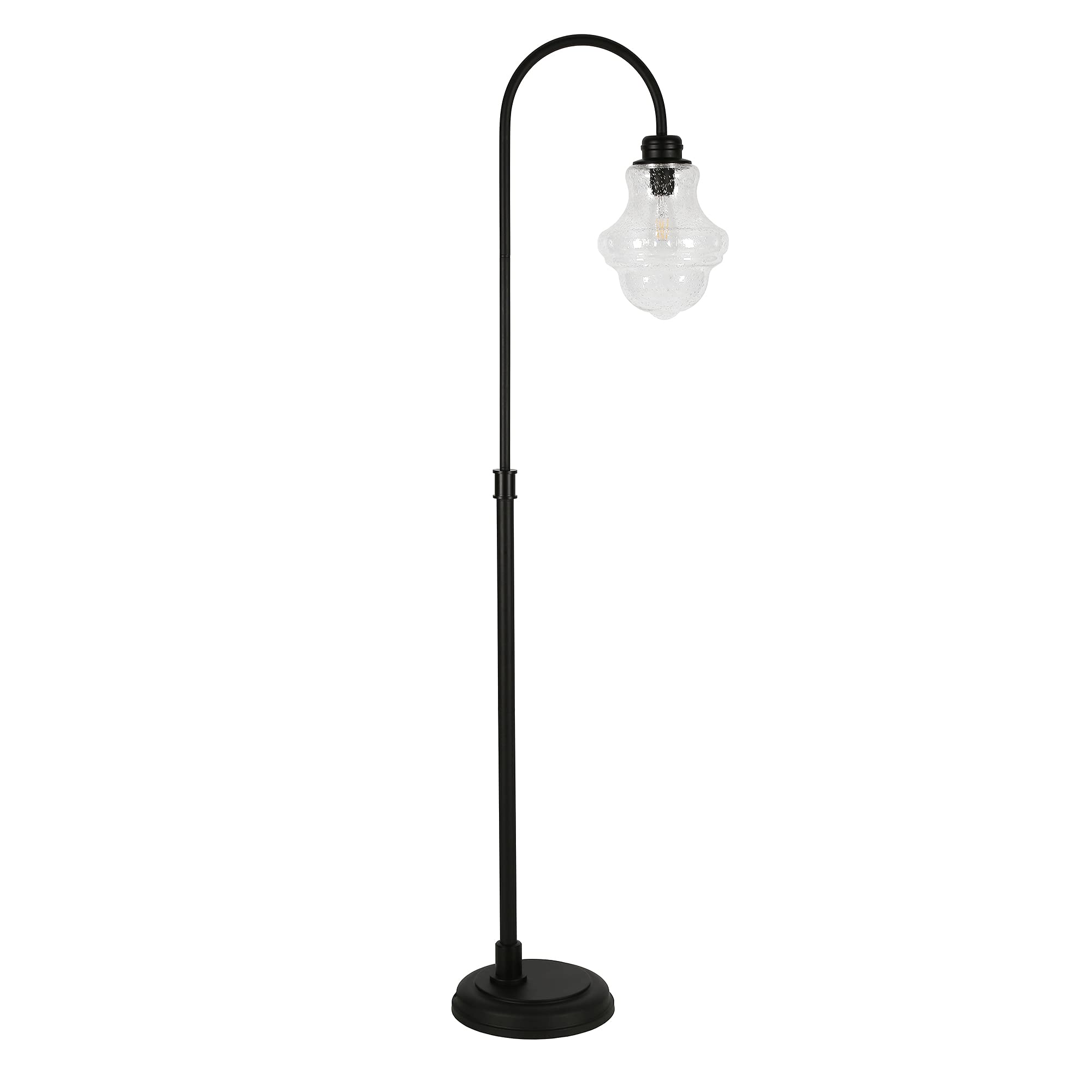 Sara 70" Tall Floor Lamp with Glass Shade in Blackened Bronze/Seeded