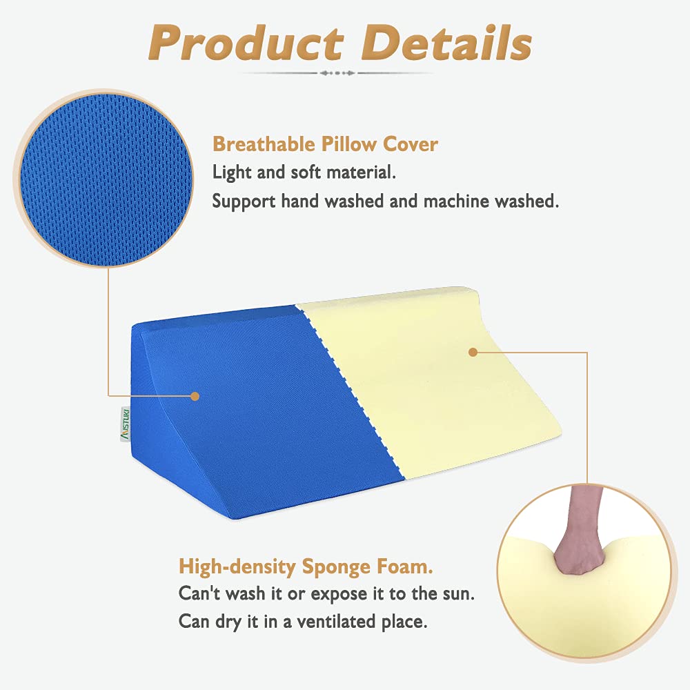 Mistuki Wedge Pillow for Sleeping Side Sleeper Body Positioners Bed Foam Wedges After Surgery Leg Elevation Incline Bolster 30 Degree Medical Triangle Positioning Pillow for Elderly Pregnancy