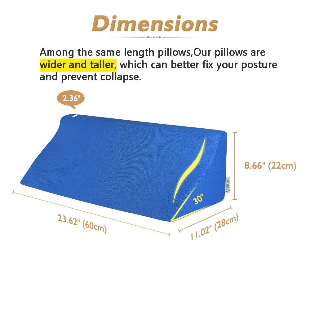 Mistuki Wedge Pillow for Sleeping Side Sleeper Body Positioners Bed Foam Wedges After Surgery Leg Elevation Incline Bolster 30 Degree Medical Triangle Positioning Pillow for Elderly Pregnancy