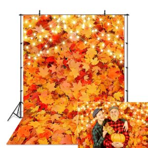 Avezano Autumn Forest Maple Leaves Scenery Photography Backdrop Fall Scene Harvest Thanksgiving Background Decorations Party Photoshoot Backdrops (5x7ft)