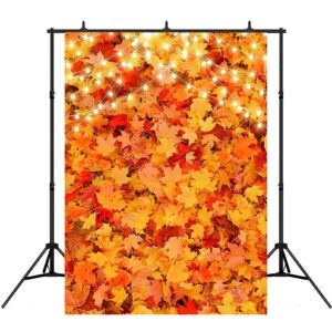 Avezano Autumn Forest Maple Leaves Scenery Photography Backdrop Fall Scene Harvest Thanksgiving Background Decorations Party Photoshoot Backdrops (5x7ft)