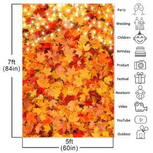 Avezano Autumn Forest Maple Leaves Scenery Photography Backdrop Fall Scene Harvest Thanksgiving Background Decorations Party Photoshoot Backdrops (5x7ft)