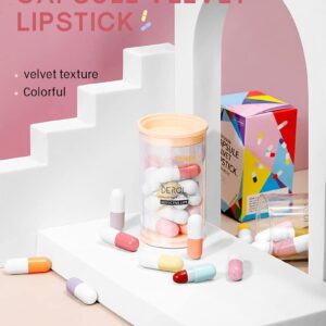 Kusslippe 16 Colors Mini Lipstick Set, Capsule Mini Lipsticks, Waterproof Long Lasting Mini Capsules Velvet Lipstick, Pill Shaped Lipstick (16PCS)