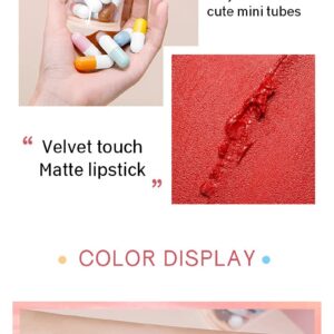 Kusslippe 16 Colors Mini Lipstick Set, Capsule Mini Lipsticks, Waterproof Long Lasting Mini Capsules Velvet Lipstick, Pill Shaped Lipstick (16PCS)