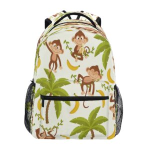 yppahhhh monkey palm tree school bag backpack college bookbag,fruit banana laptop backpacks computer bag travel hiking camping daypack for women girls men boys students