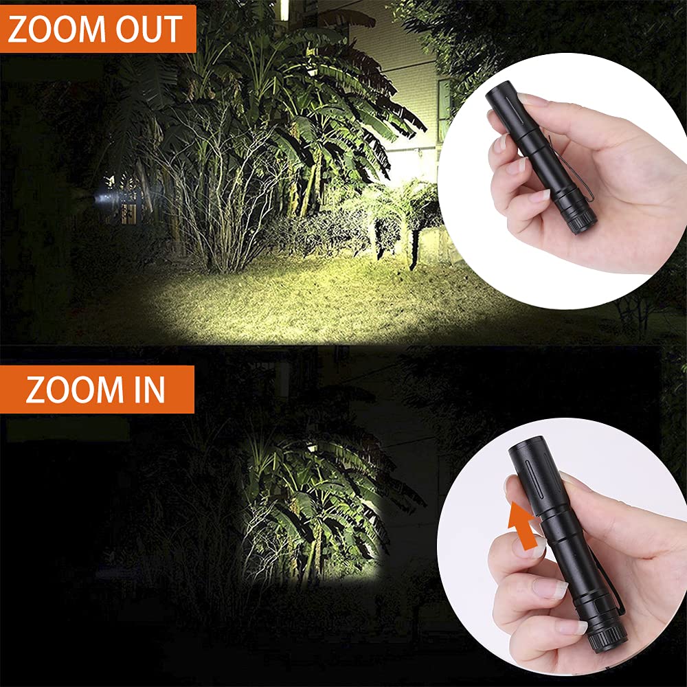 KunHe 6 Pack Small Mini Single Mode Led Powerful Flashlights AAA Battery 1 Mode Flashlight Pen Light Penlight Flashlights Pocket Tiny Compact EDC High Lumens Bright Flashlights