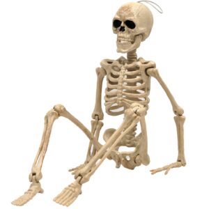 e crafty 16" halloween skeleton,full body skeleton with posable movable joints for haunted house props decorations