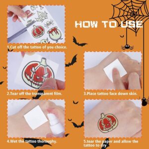 Halloween Tattoos for Kids, 10 Sheets 98 Pcs Glow in the Dark Halloween Temporary Tattoos Stickers for Halloween Party Favors Skeleton Pumpkin Tattoos Kids Prizes Trick or Treat Goodie Bag Stuffers