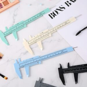 Frienda 5 Pieces Eyebrow Measuring Ruler, Brow Mapping Ruler Tool, Mini Vernier Caliper Double Scale Plastic Ruler, Sliding Gauge Ruler for Microblading Eyebrow Tattoo Brow Artists (Fresh Colors)