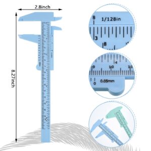 Frienda 5 Pieces Eyebrow Measuring Ruler, Brow Mapping Ruler Tool, Mini Vernier Caliper Double Scale Plastic Ruler, Sliding Gauge Ruler for Microblading Eyebrow Tattoo Brow Artists (Fresh Colors)