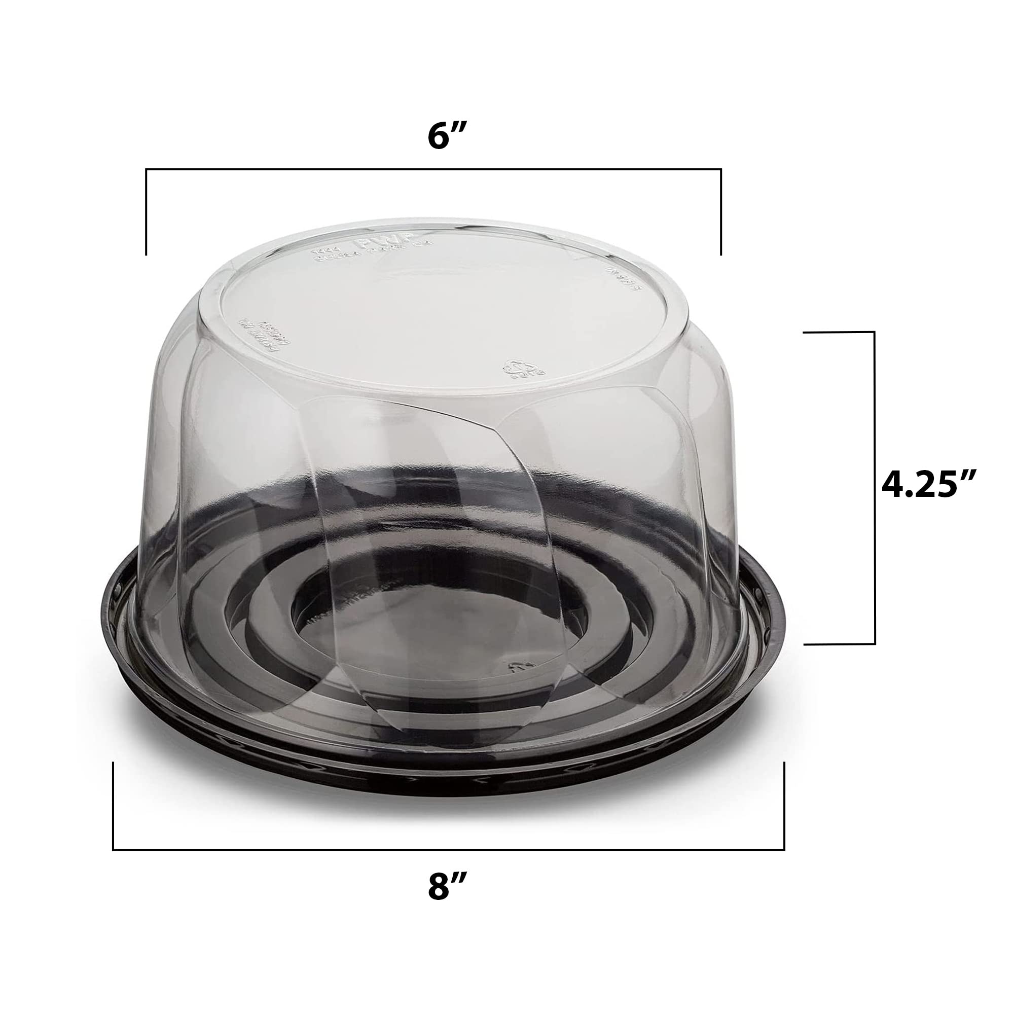 MT Products PET Plastic Cake Container with Clear Lid for Optimal Product Visibility for 6” Round Cake - (5 Pieces) Plastic Bakery Box - Made in the USA