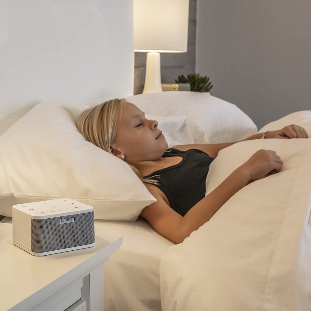 Serene Evolution 45 Sound Portable White Noise Machine - Sleep Sound Machine for Adults, Kids, Baby, Home, Office Privacy - White Noise Machine for Office - Nature Sound Machine - White Noise Maker