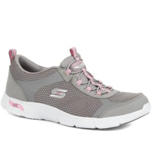 skechers arch fit refine - her best grey/pink 9 b (m)