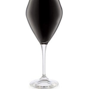 Attractive Durable Stemmed Wine Glasses Set of 6, Lead-Free, Tinted Black Glass with Clear Stem, Quality Drinking Glasses for Red or White Wine. - 15oz Glassware Cups.