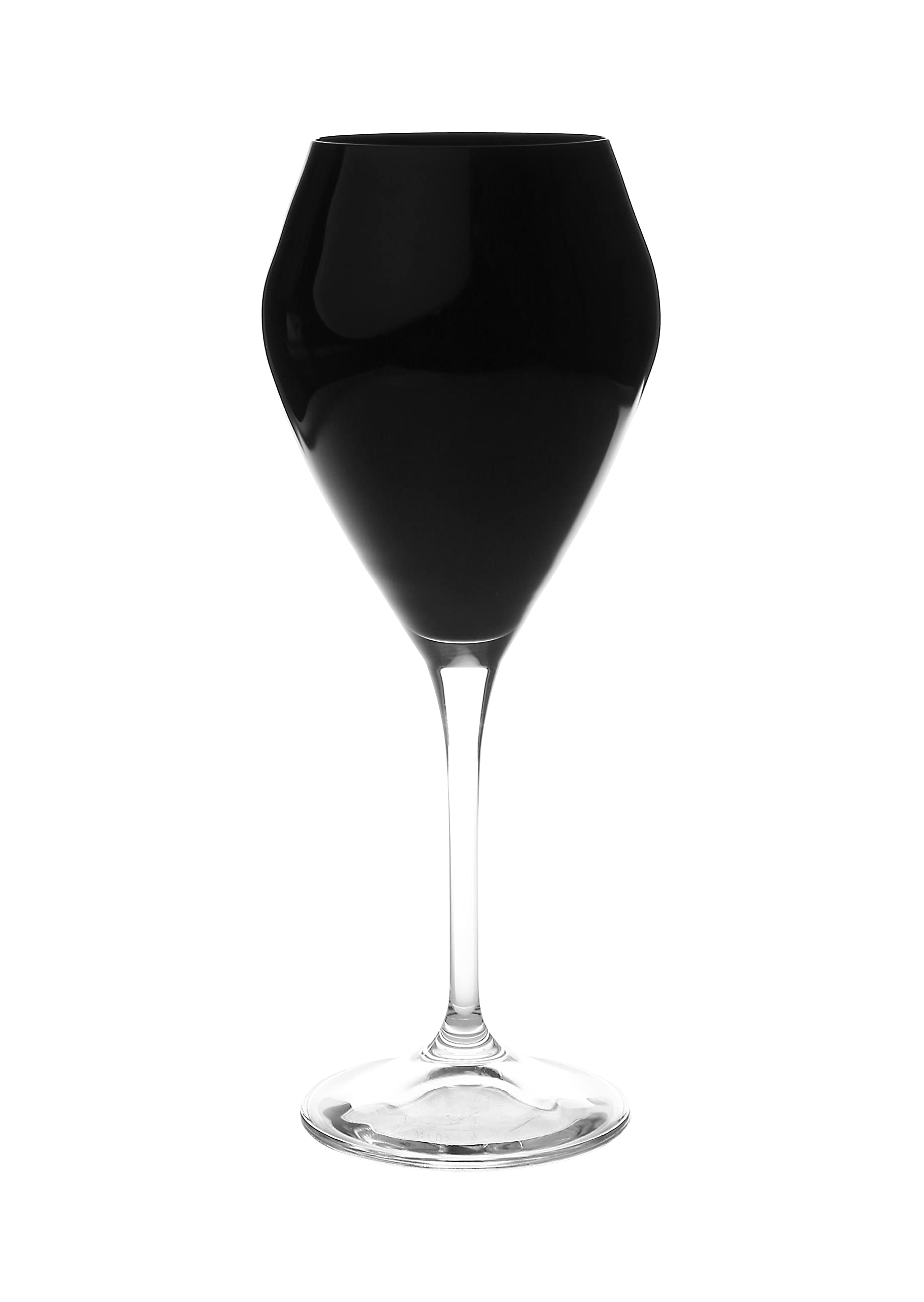 Attractive Durable Stemmed Wine Glasses Set of 6, Lead-Free, Tinted Black Glass with Clear Stem, Quality Drinking Glasses for Red or White Wine. - 15oz Glassware Cups.