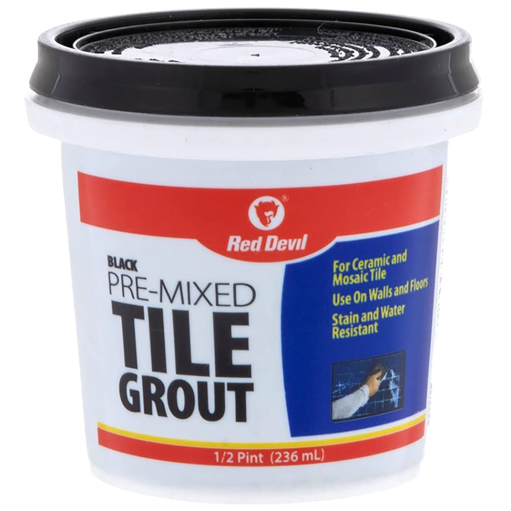 Red Devil 042260 Pre-Mixed Tile Grout, 1/2 Pint, Black, (Pack of 1)