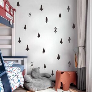 ikeyu small pine tree wall sticker vinyl black tree wall decal forest tree wall stickers pine tree wall decals for kids room bedroom nursery decor, black trees