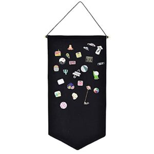 wall hanging brooch jewelry storage case canvas display stand enamel pin display banner holder earrings necklace glitter pin collection organizer (black)