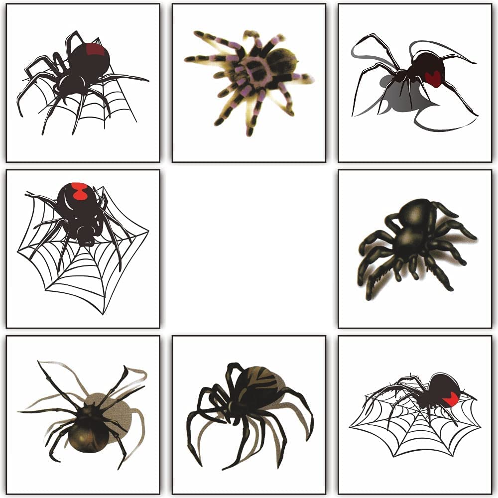 24 Sheets Halloween Spider Temporary Tattoo Stickers for Women Waterproof Body Spider Web Tattoos for Kids