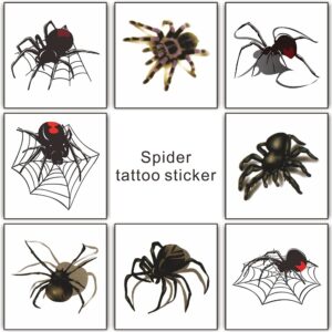 24 Sheets Halloween Spider Temporary Tattoo Stickers for Women Waterproof Body Spider Web Tattoos for Kids