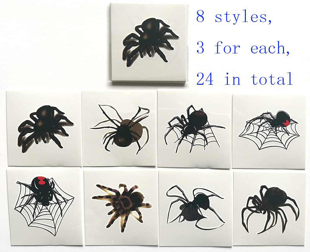 24 Sheets Halloween Spider Temporary Tattoo Stickers for Women Waterproof Body Spider Web Tattoos for Kids