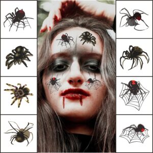 24 Sheets Halloween Spider Temporary Tattoo Stickers for Women Waterproof Body Spider Web Tattoos for Kids