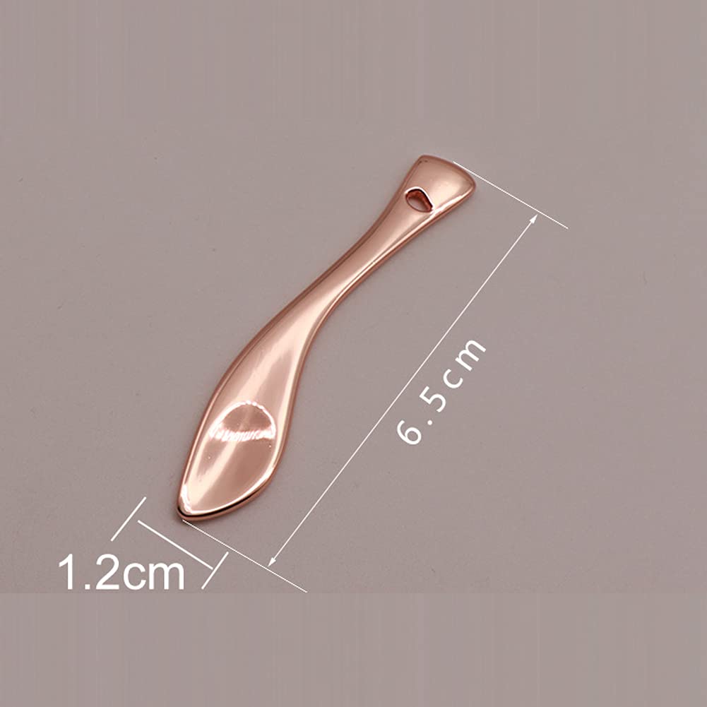 4 Pieces Zinc Alloy Makeup Spatula Eye Cream Spoon Beauty Scoop Mini Spoon Makeup Beauty Spoons Mini Cosmetic Skincare Spatula for Cream Lotions, Curved Handle Type, Rose-Gold