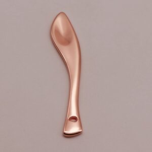 4 Pieces Zinc Alloy Makeup Spatula Eye Cream Spoon Beauty Scoop Mini Spoon Makeup Beauty Spoons Mini Cosmetic Skincare Spatula for Cream Lotions, Curved Handle Type, Rose-Gold