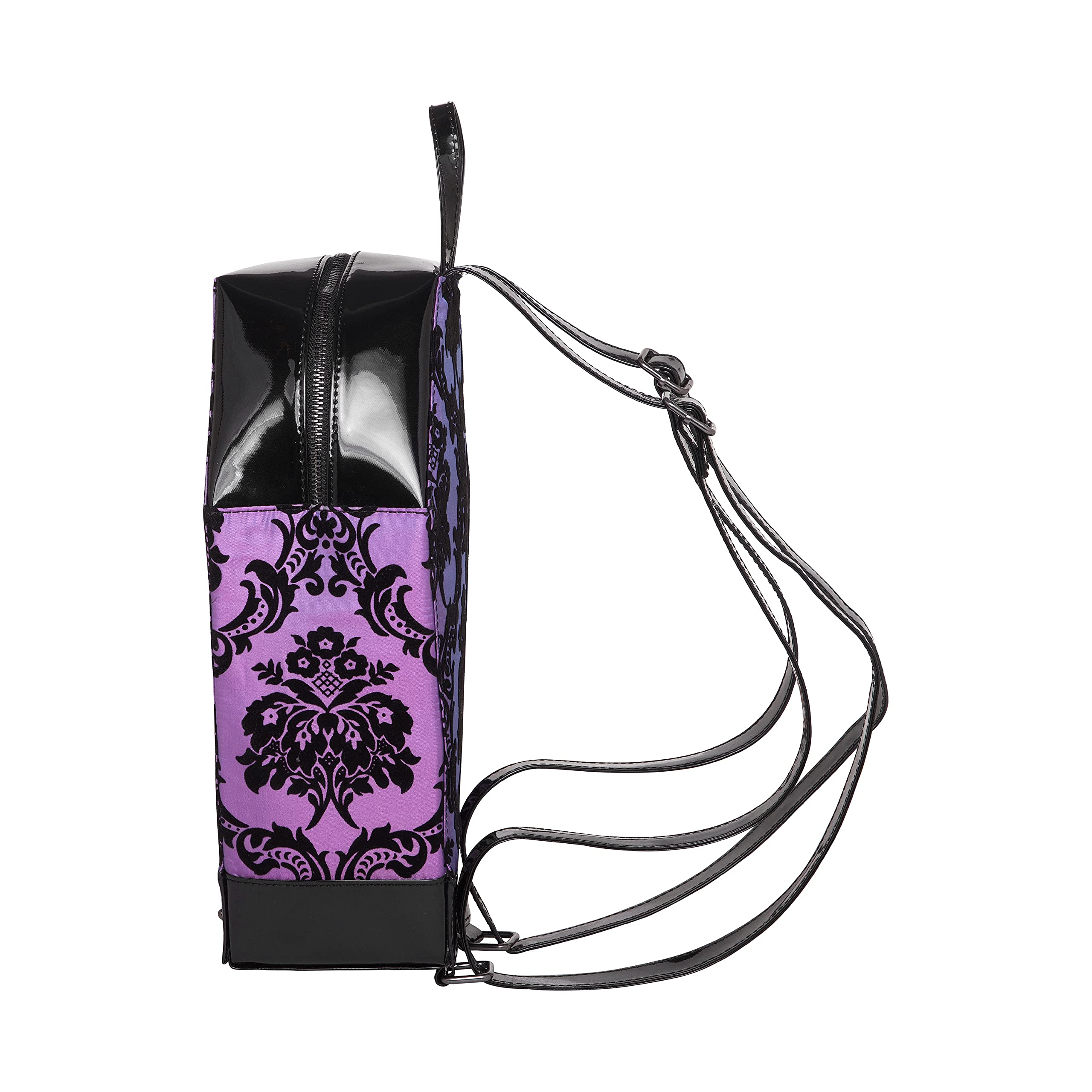 Rock Rebel Damask Coffin Backpack Purple Gothic Print Bag