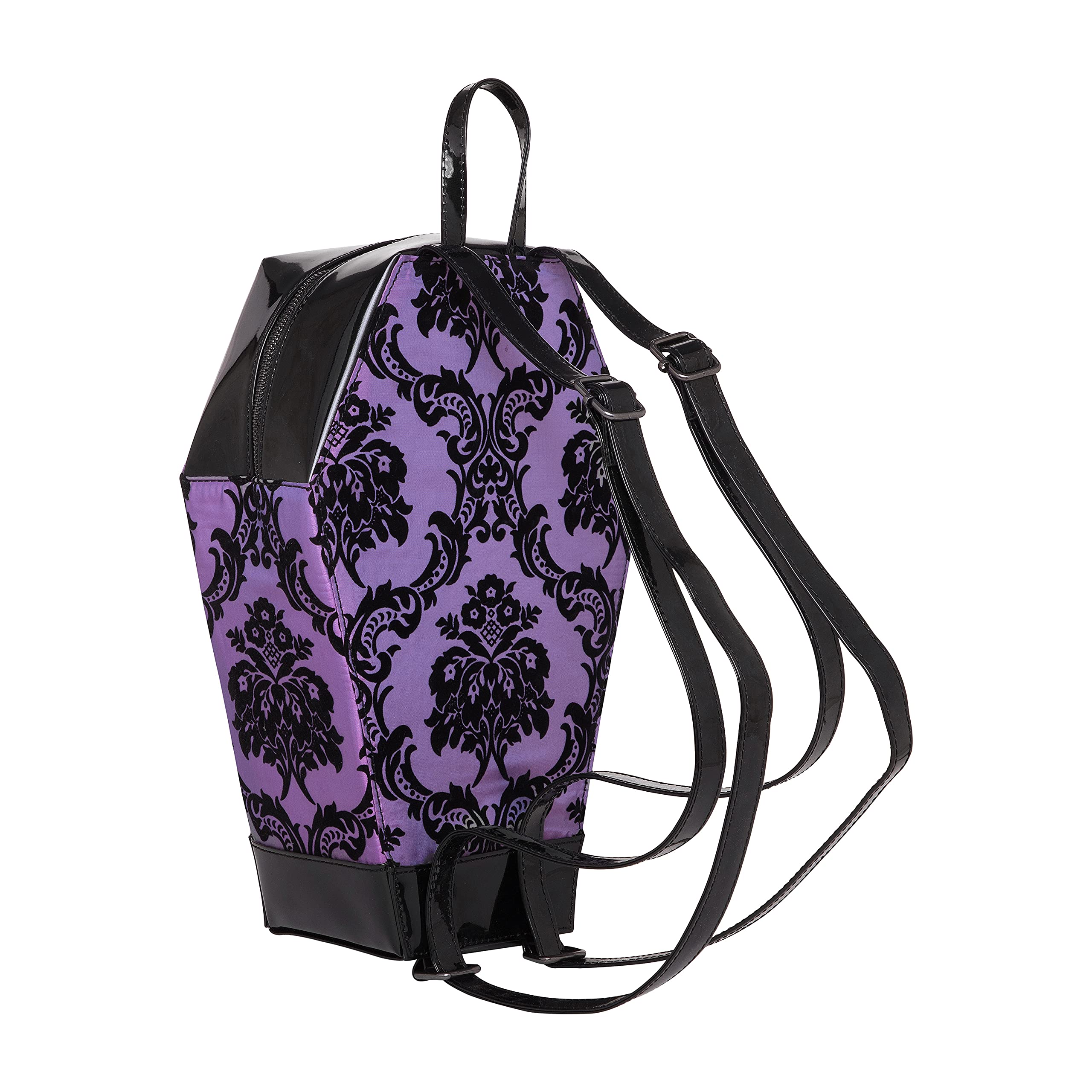 Rock Rebel Damask Coffin Backpack Purple Gothic Print Bag