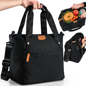 karrico extra spacious insulated lunch bag for women, black, 10.5 l, bpa-free, biocote, stylish & functional