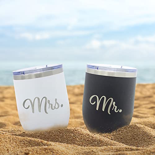 Mr and Mrs Wine Tumbler Set - Mr and Mrs Coffee Mugs, Groom and Bride Tumbler, Wedding Gifts for Couple - Mr and Mrs Mugs Large, Mr and Mrs Wine Glasses, Bride Groom Gifts